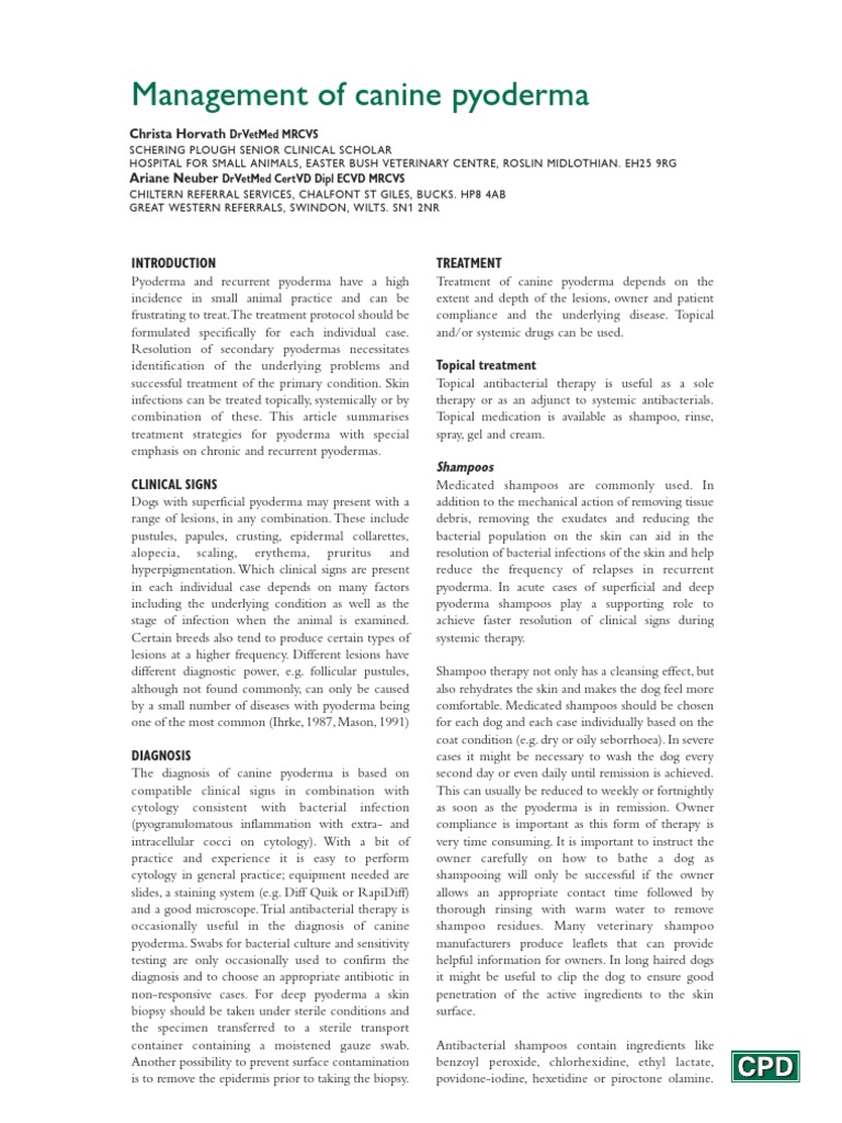 Horvath - Dermatology - Canine Pyoderma | PDF