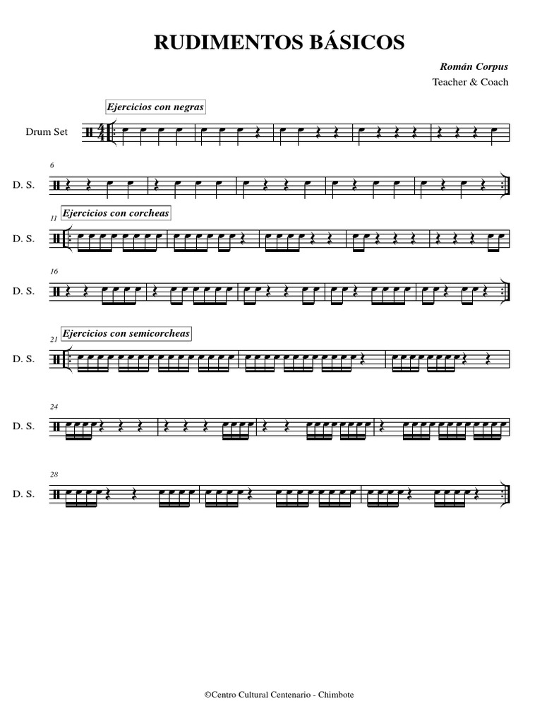 Rudimentos Básicos 01 - Snare Drum | PDF