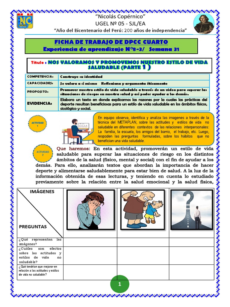Ficha de Actividades S31-4to DPCC IV Bimestre - 06-11-2021 | PDF | Aprendizaje | Conceptos ...