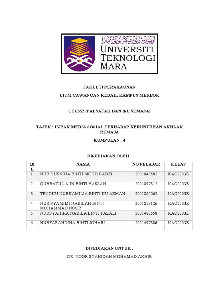 Assignment CTU552 (Pengenalan + Objektif) | PDF