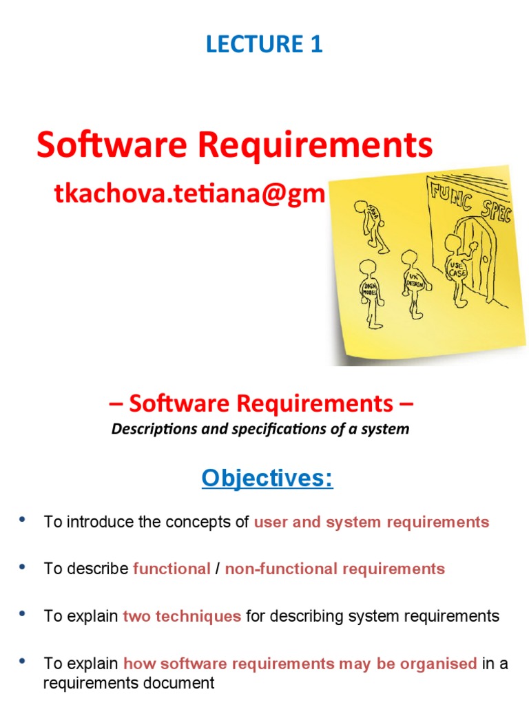 1 - LECTURE - Software Requirements | PDF | System | Specification (Technical Standard)