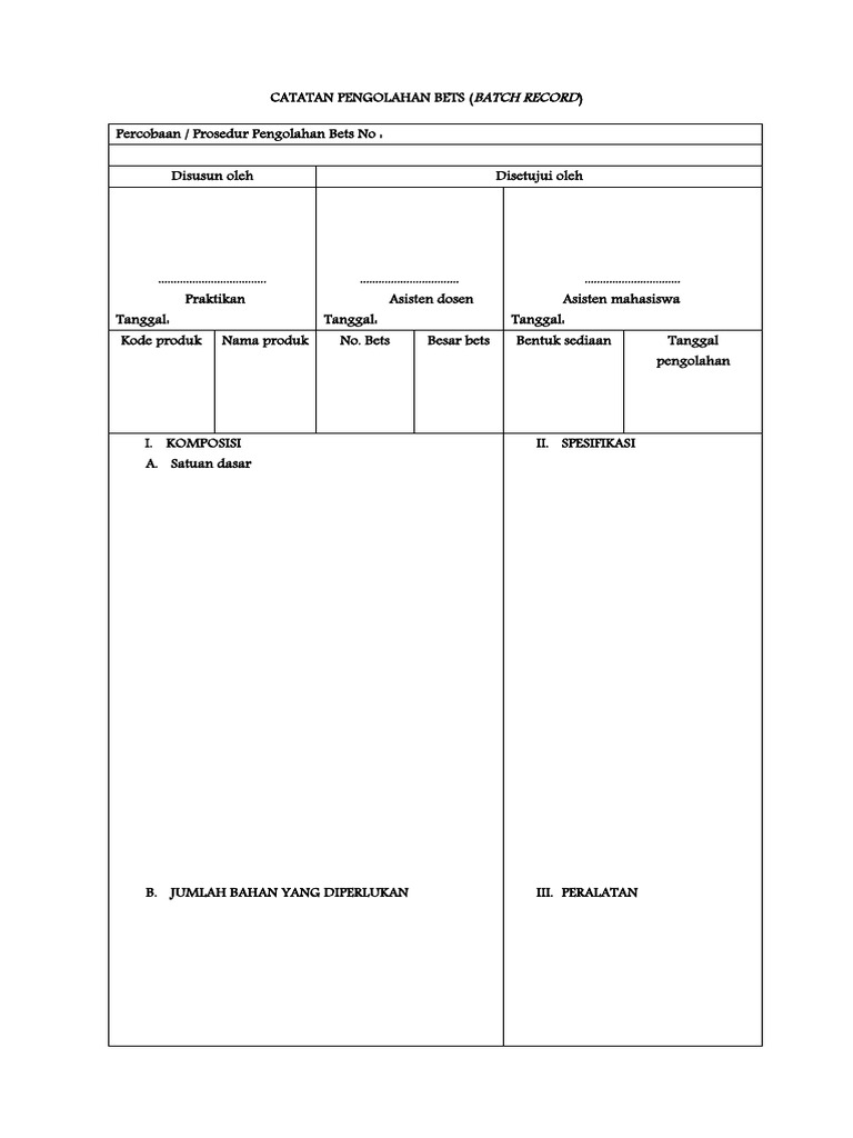 Batch Record Rev New Pdf