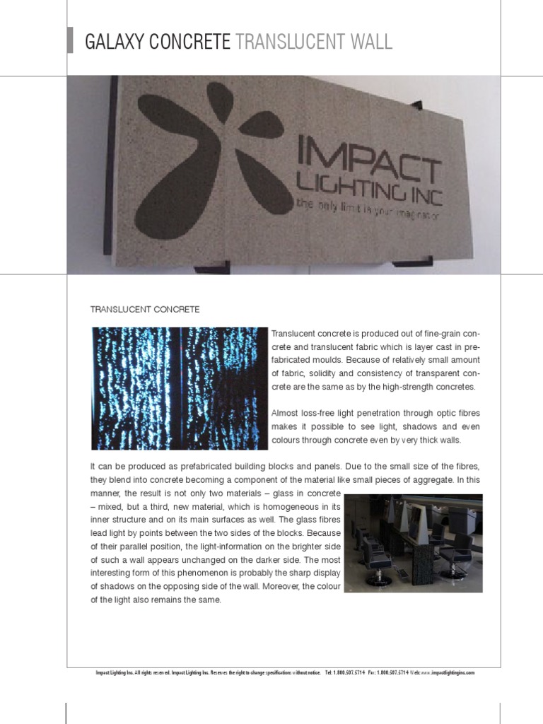 Fiber Concrete Transparet Wall | PDF | Lighting | Concrete