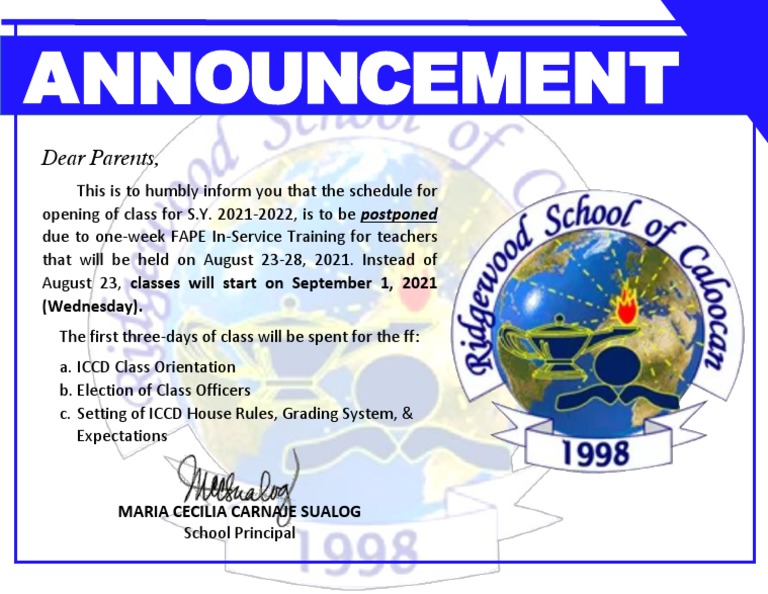 Notice of Postponement | PDF