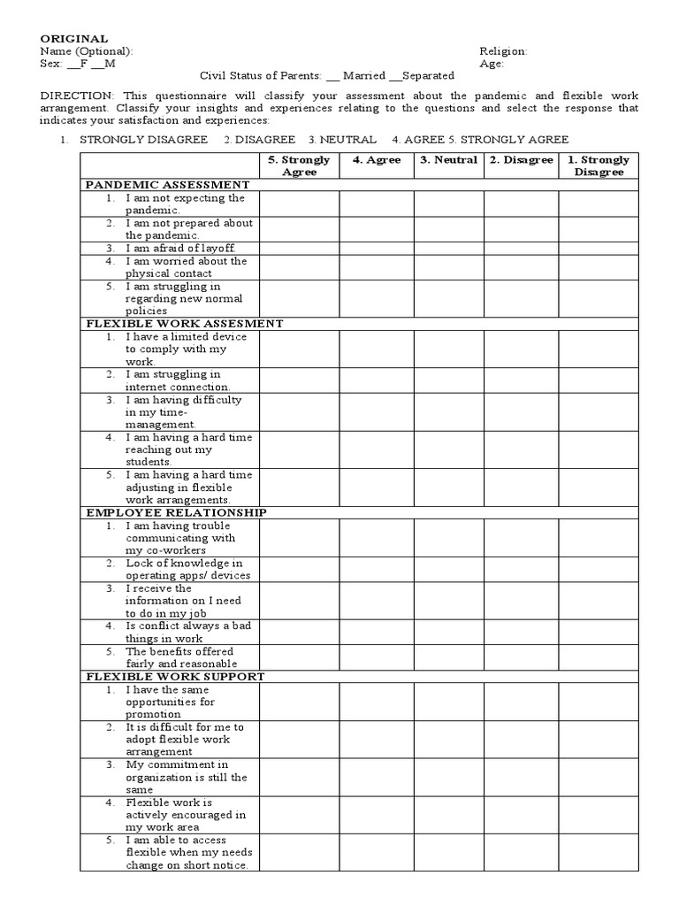 Questionnaire First Draft | PDF | Communication | Human Nature