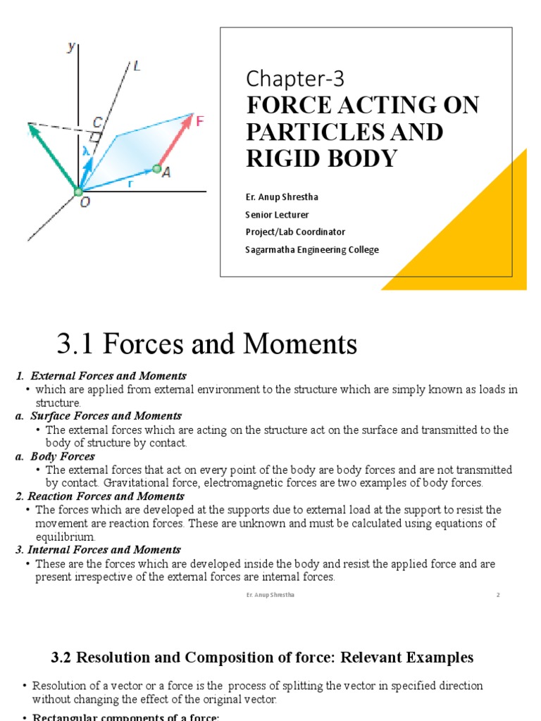 Chapter-3: Force Acting On Particles and Rigid Body | PDF | Force | Euclidean Vector