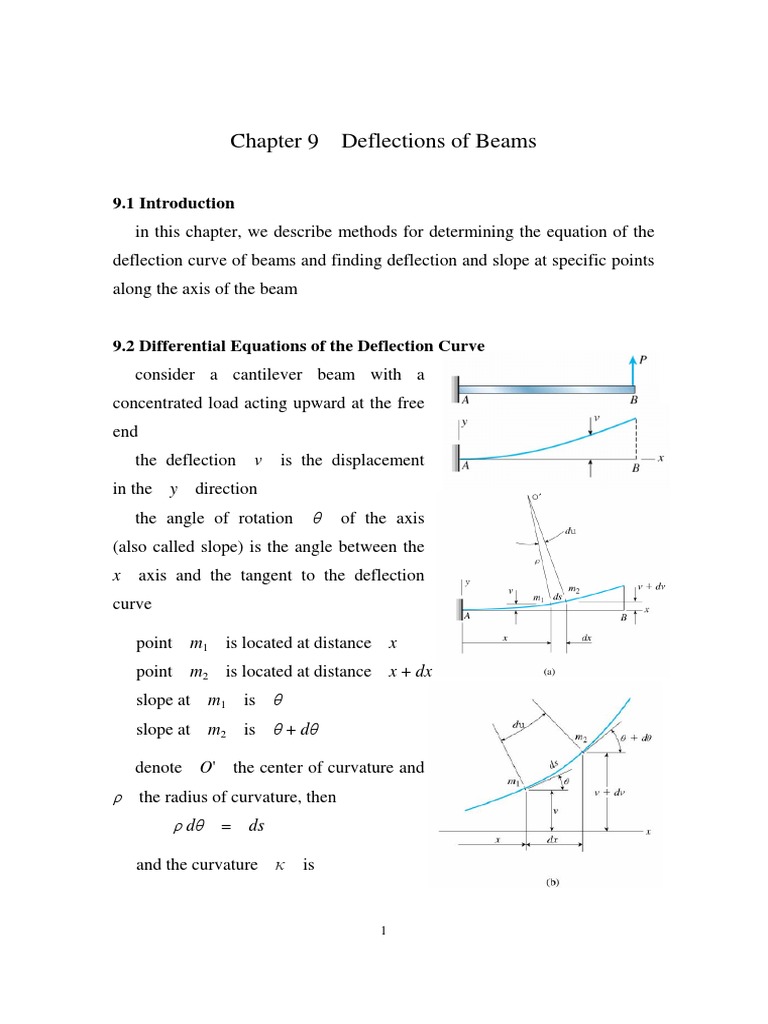 Chapter 9 Deflections of Beams: X Axis and The Tangent To The Deflection | PDF | Beam (Structure ...