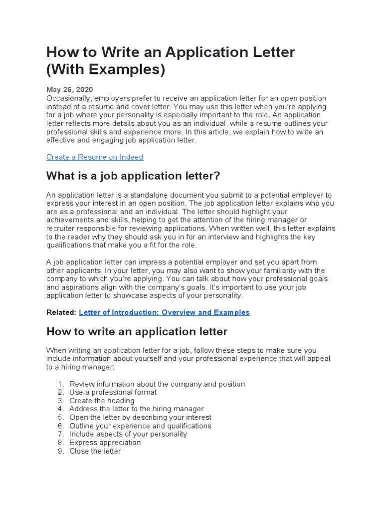 How To Write An Application Letter | PDF | Résumé | Human Resources