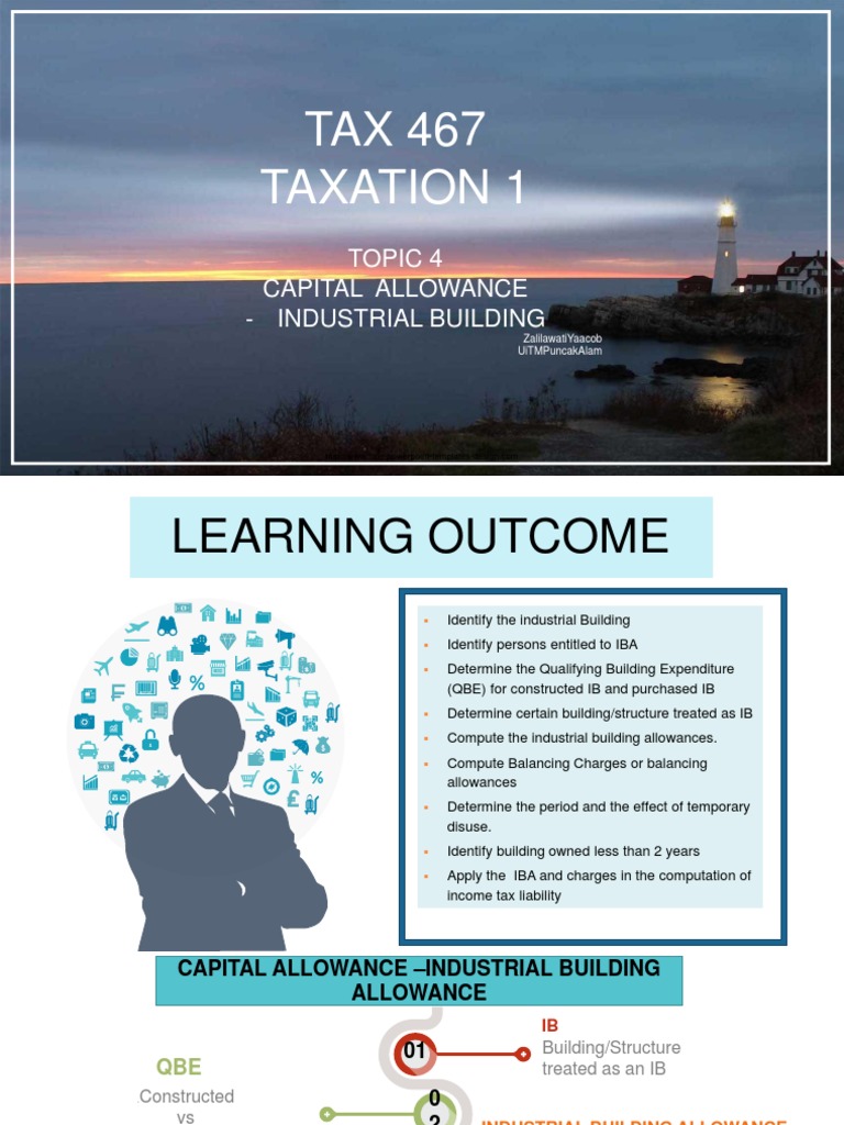 TAX 467 Taxation 1: Topic 4 Capital Allowance - Industrial Building ...