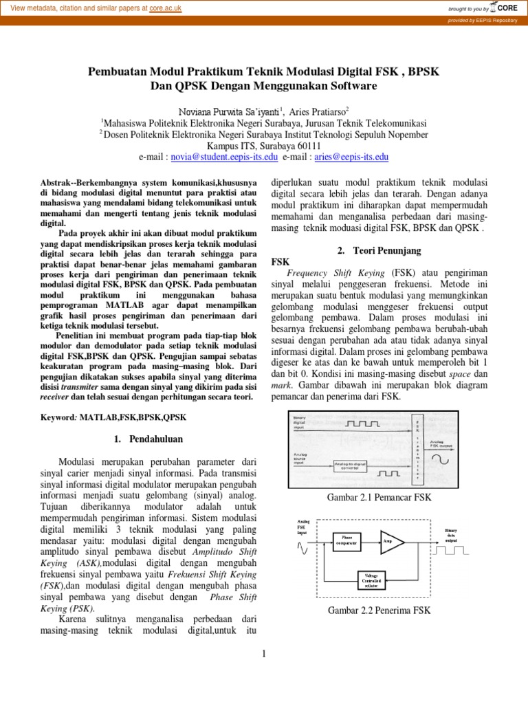 Pembuatan Modul Praktikum Teknik Modulasi Digital FSK, BPSK Dan QPSK ...
