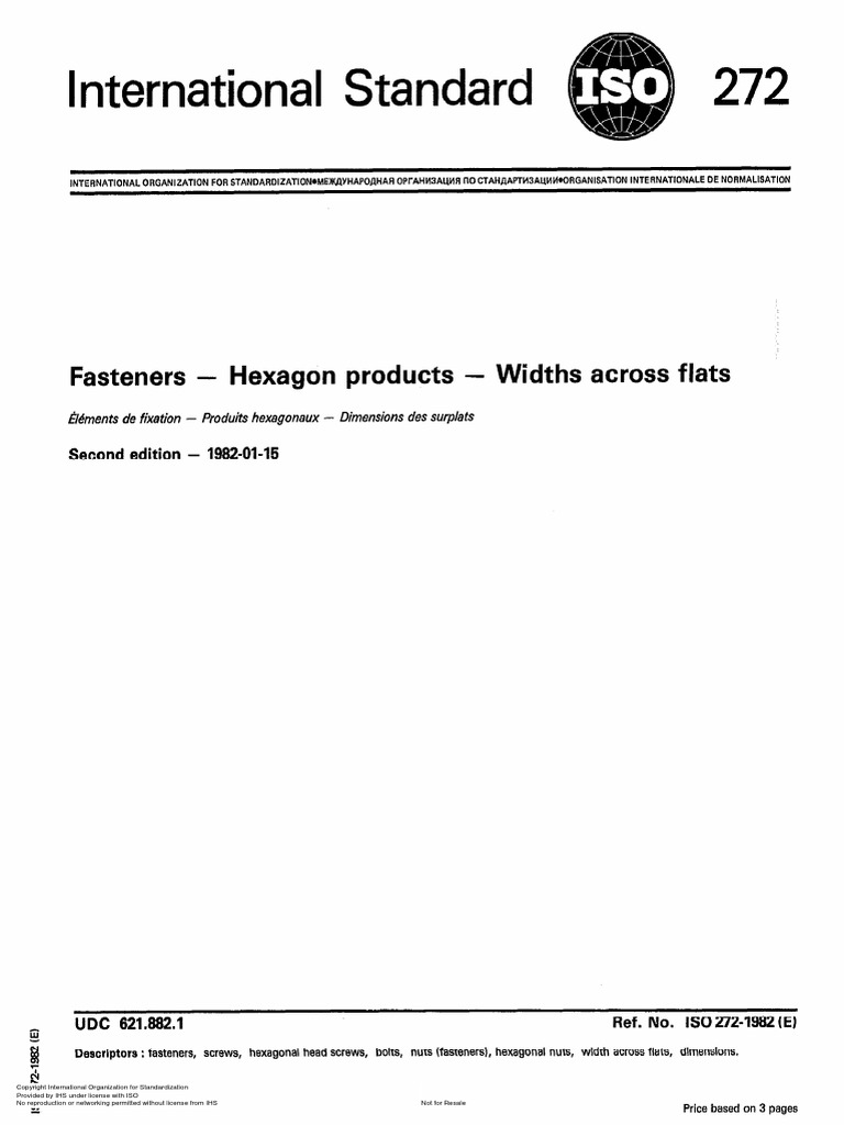 Iso 272 Fasteners | PDF | Screw | International Organization For ...