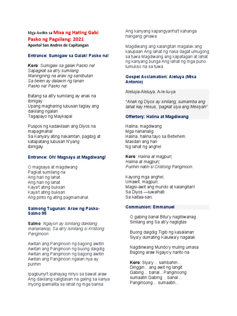 Misa NG Hating Gabi | PDF