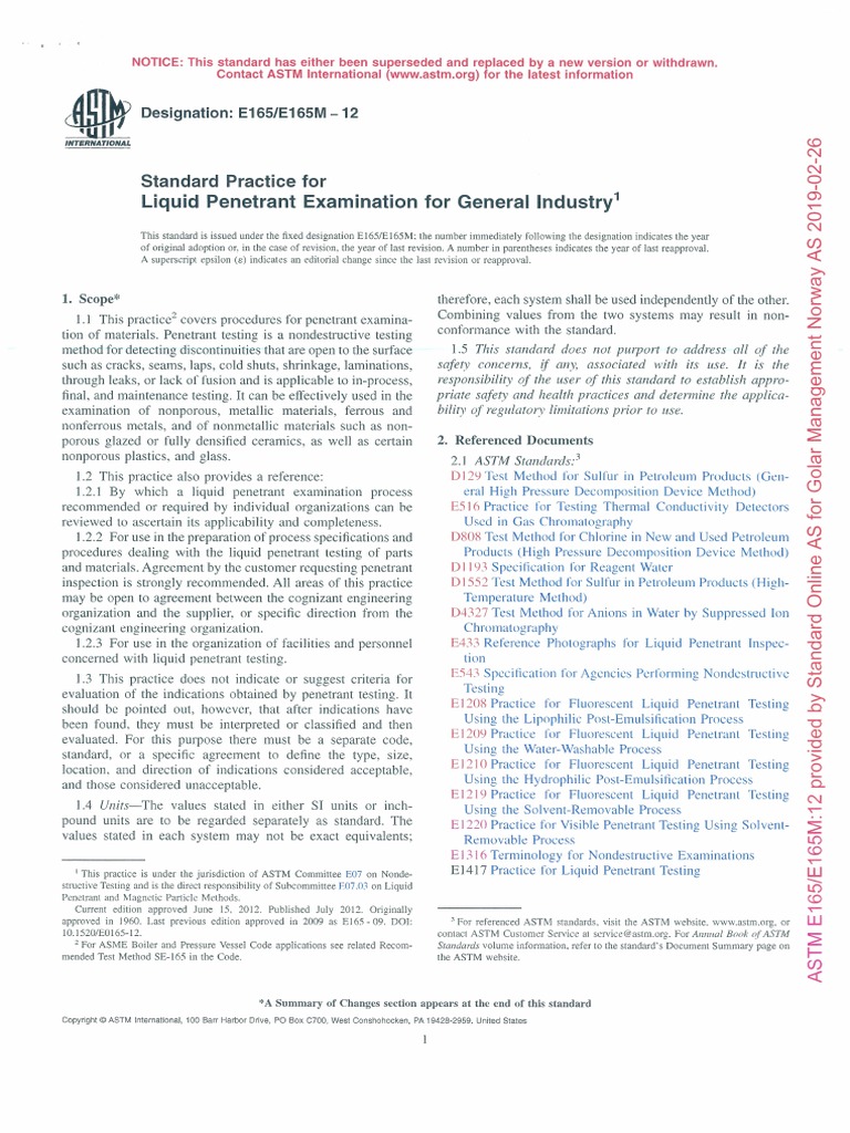 Astm E165 - E165m | PDF