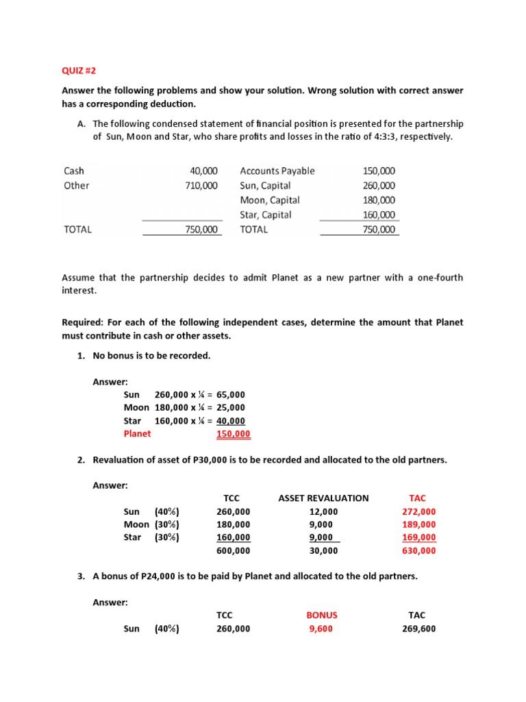 Quiz 2 - Prof 3 | PDF | Balance Sheet | Liquidation