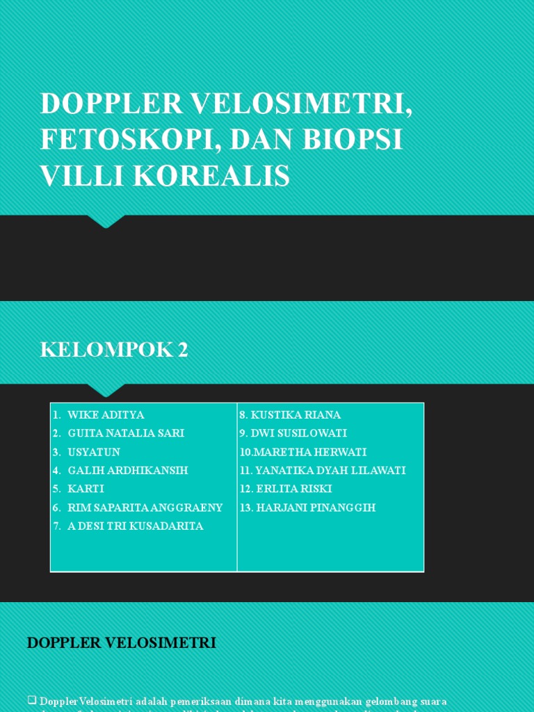 Doppler Velosimetri, Fetoskopi, Dan Biopsi Villi | PDF