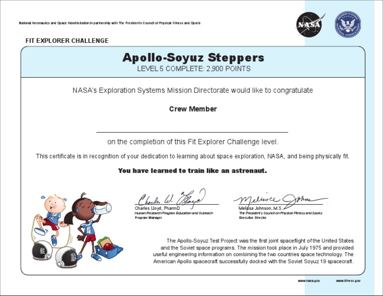 182856main V2 FE Certificate Apollo-Soyuz | PDF
