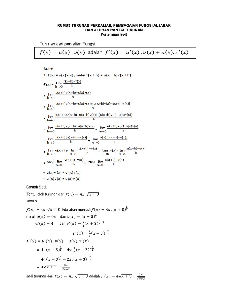 Rumus Turunan Perkalian Pembagian | PDF