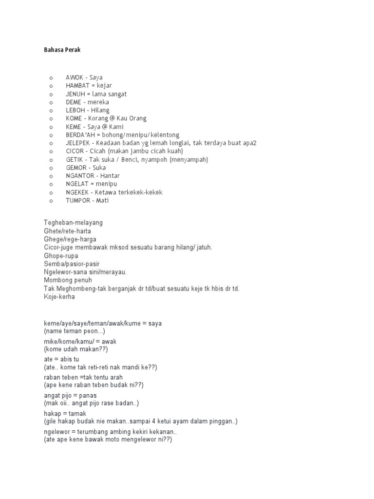 Bahasa Perak | PDF