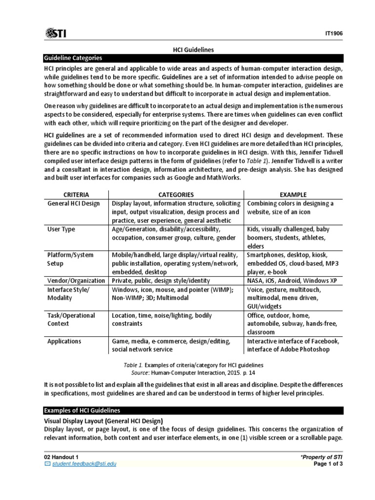 02 Handout 1 | PDF | Human–Computer Interaction | Graphical User Interfaces