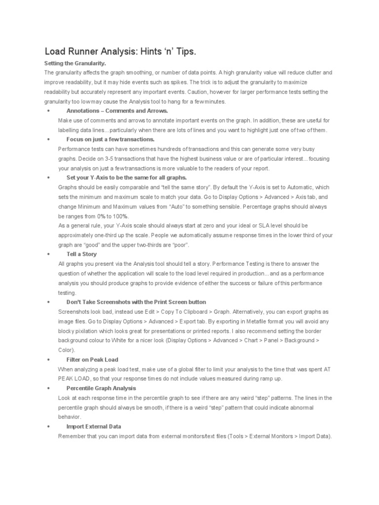 Load Runner Analysis: Hints N' Tips | PDF | Screenshot | Microsoft Excel