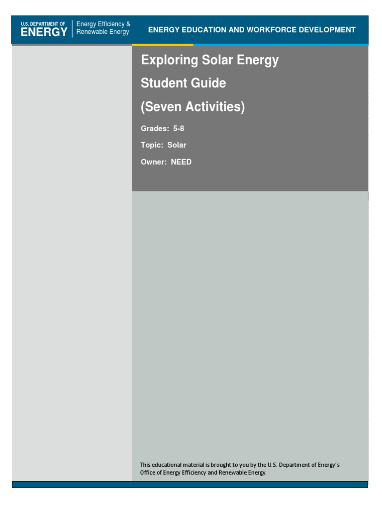 Exploring Solar Energy Student Guide Seven Activities Pdf Solar