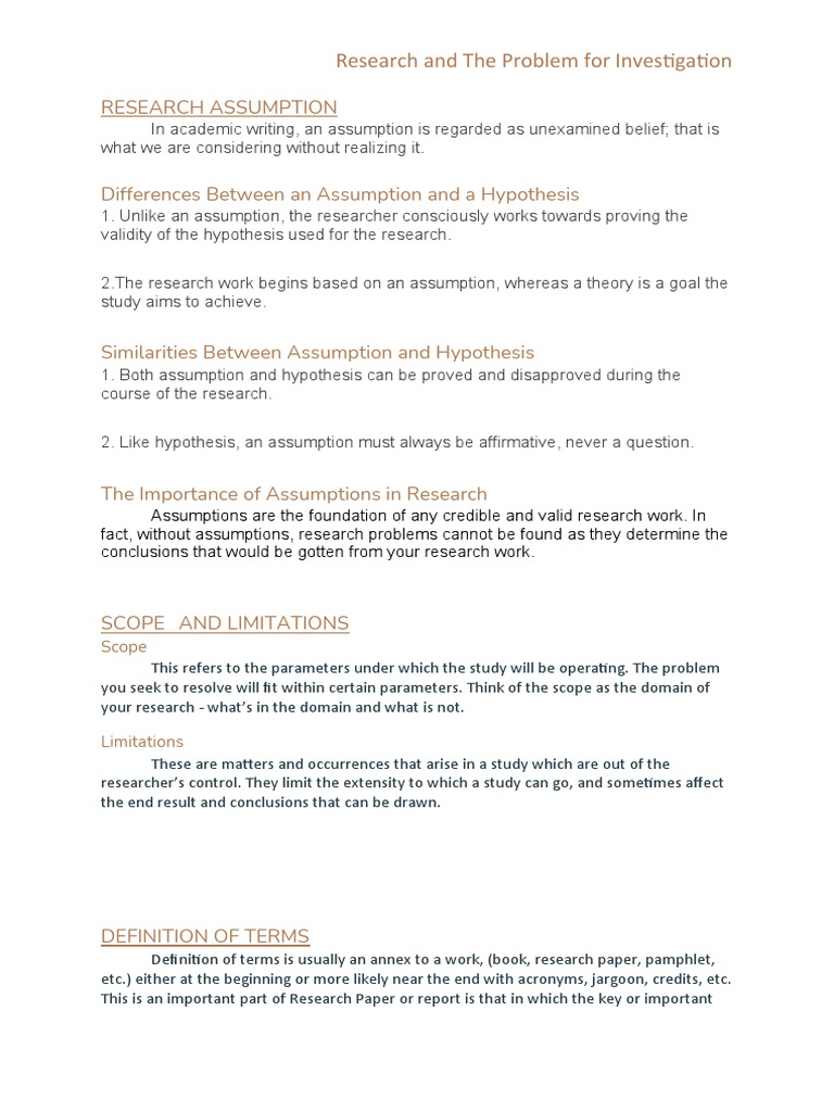 Assumptions in Research | PDF | Experiment | Variable (Mathematics)