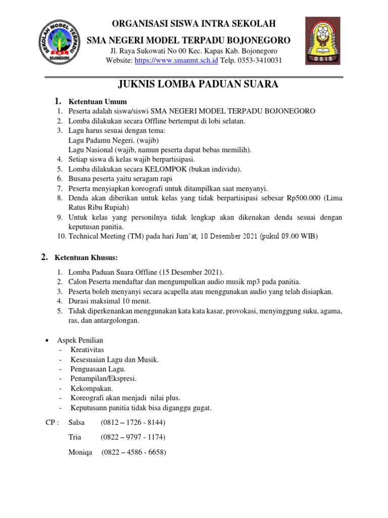 Juknis Classmeet Paduan Suara | PDF