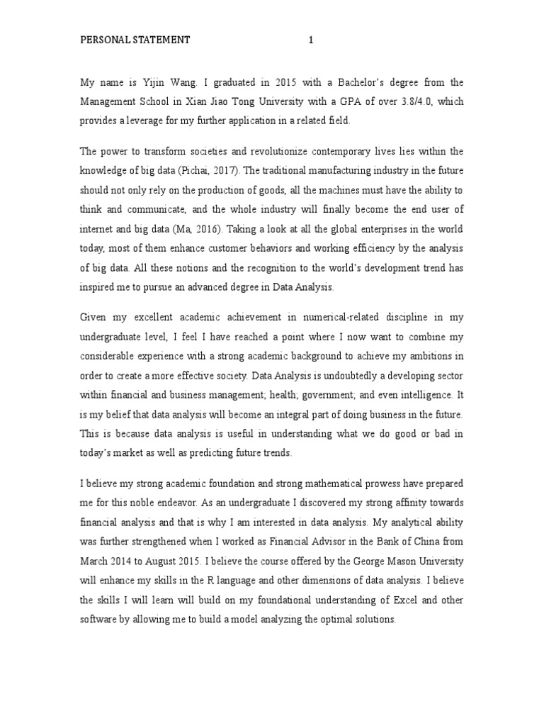 Personal Statement | PDF | Analytics | Data Analysis