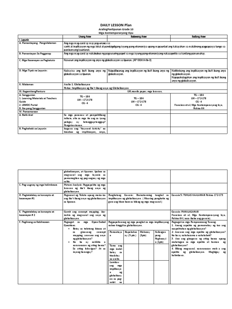 DLP Q2 Globalisasyon No. 3 | PDF