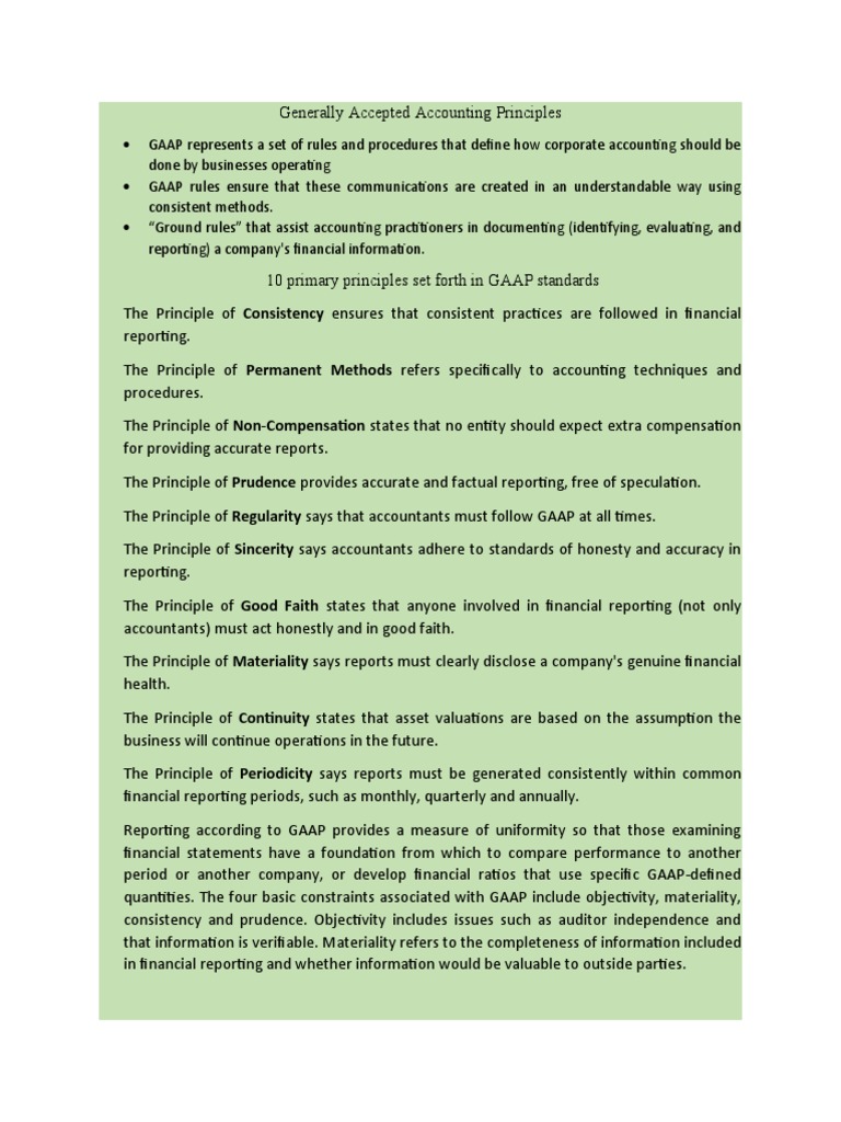 Generally Accepted Accounting Principles | PDF | Financial Statement ...
