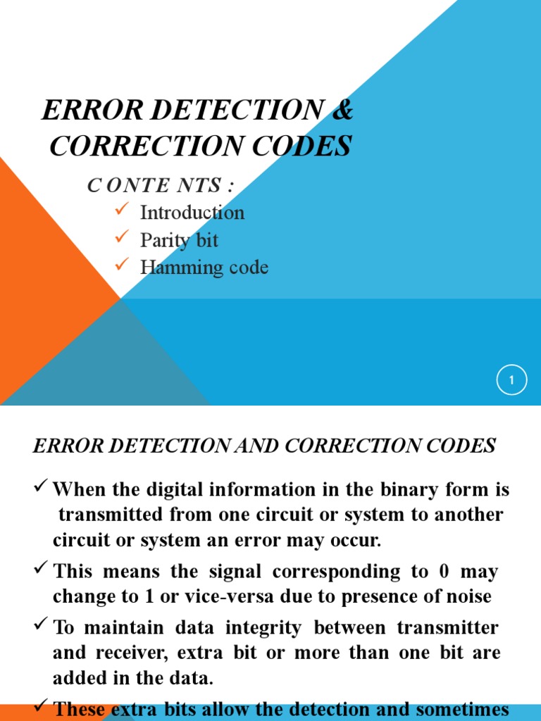 Error Detection And Correction Codes Contents Pdf Error Detection And Correction Bit