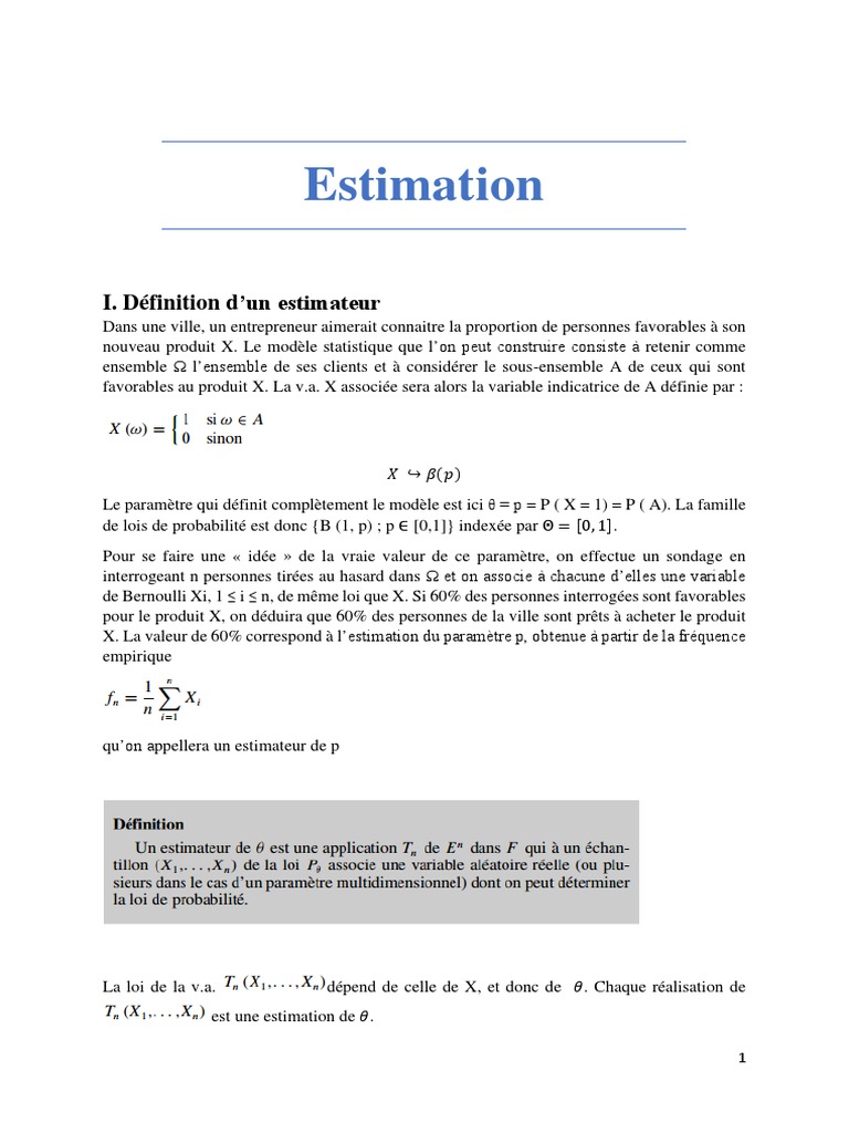 Estimation | PDF | Estimateur (statistique) | Variance (mathématiques)