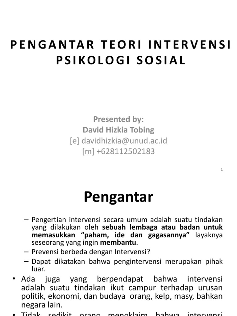 Teori dan Metode Intervensi Sosial Psikologi | PDF