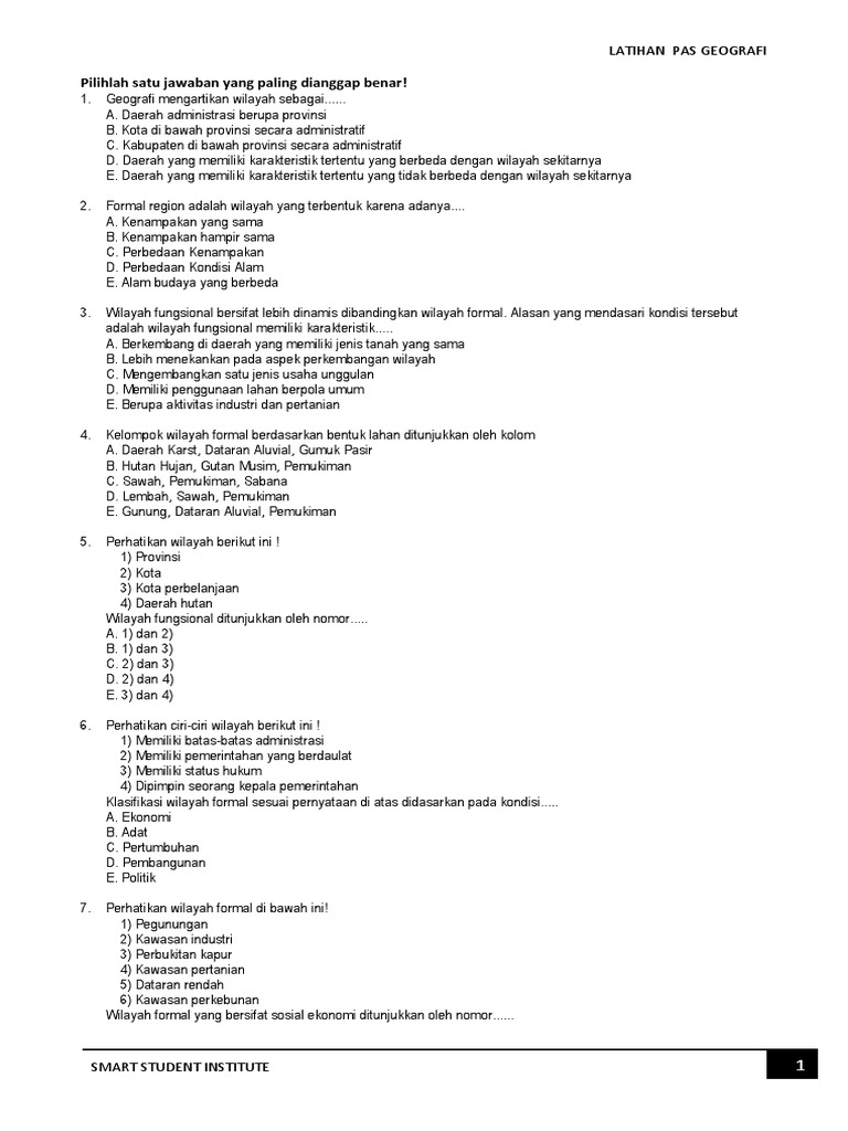Latihan PAS GEO | PDF