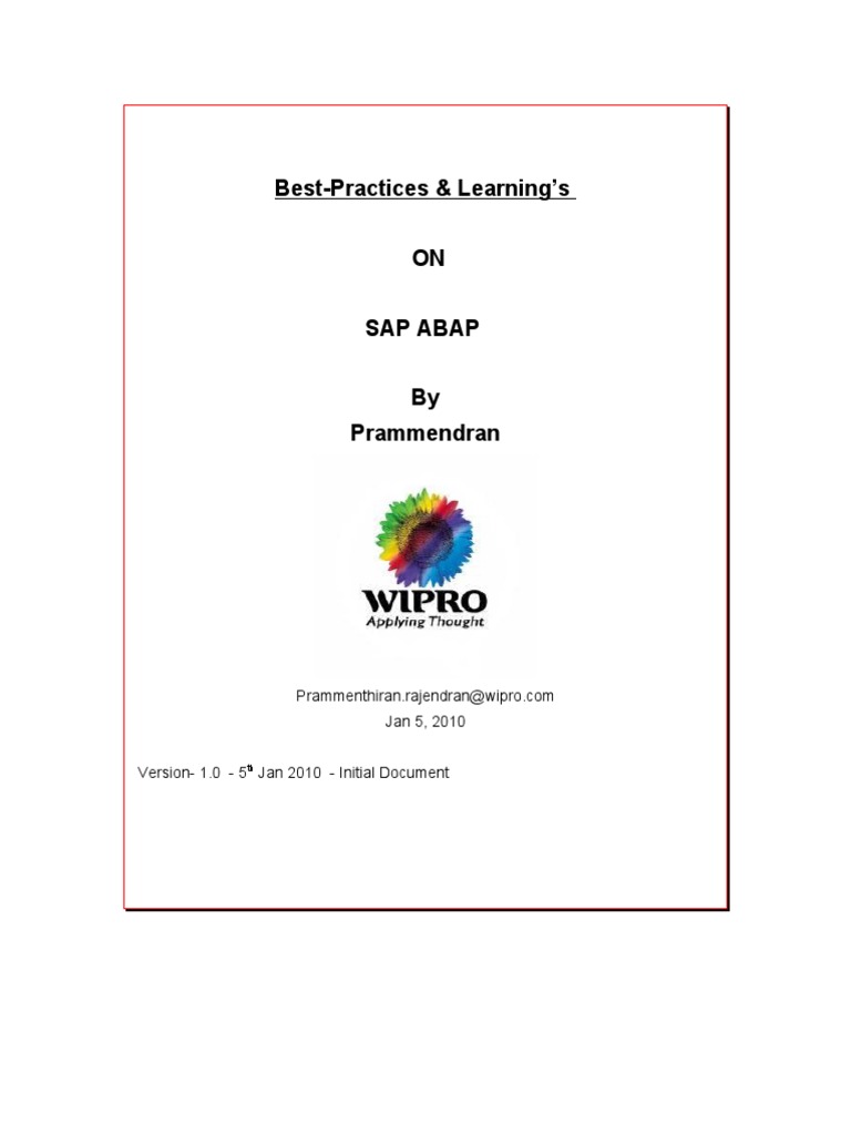 SAP ABAP Best Practices Guide | PDF | Subroutine | Computer Programming