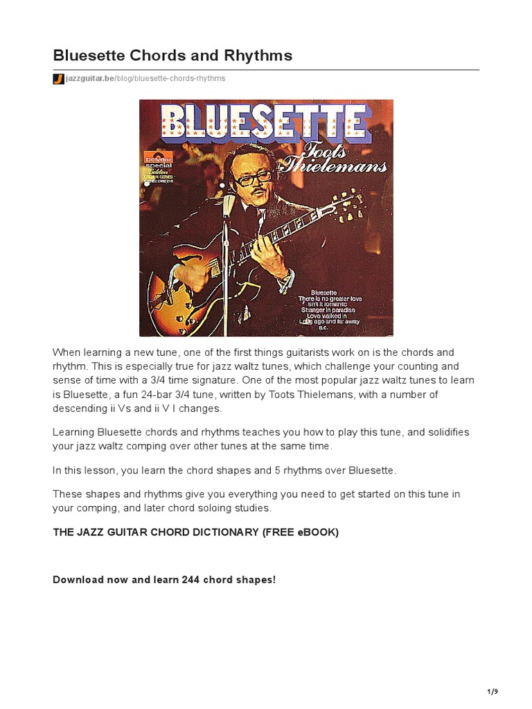 Jazzguitar - Be-Bluesette Chords and Rhythms | PDF | Performing Arts ...