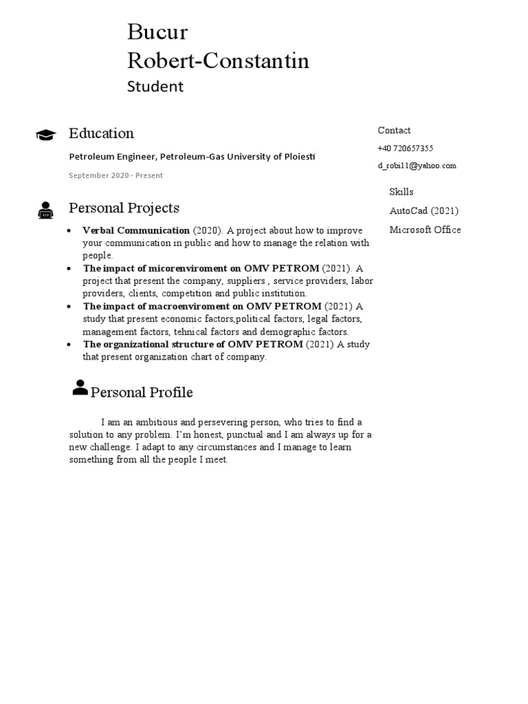 Bucur Robert-Constantin: Student | PDF