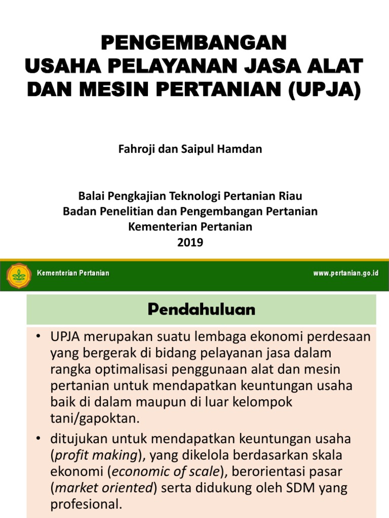 Pengembangan UPJA dalam Pertanian Modern | PDF