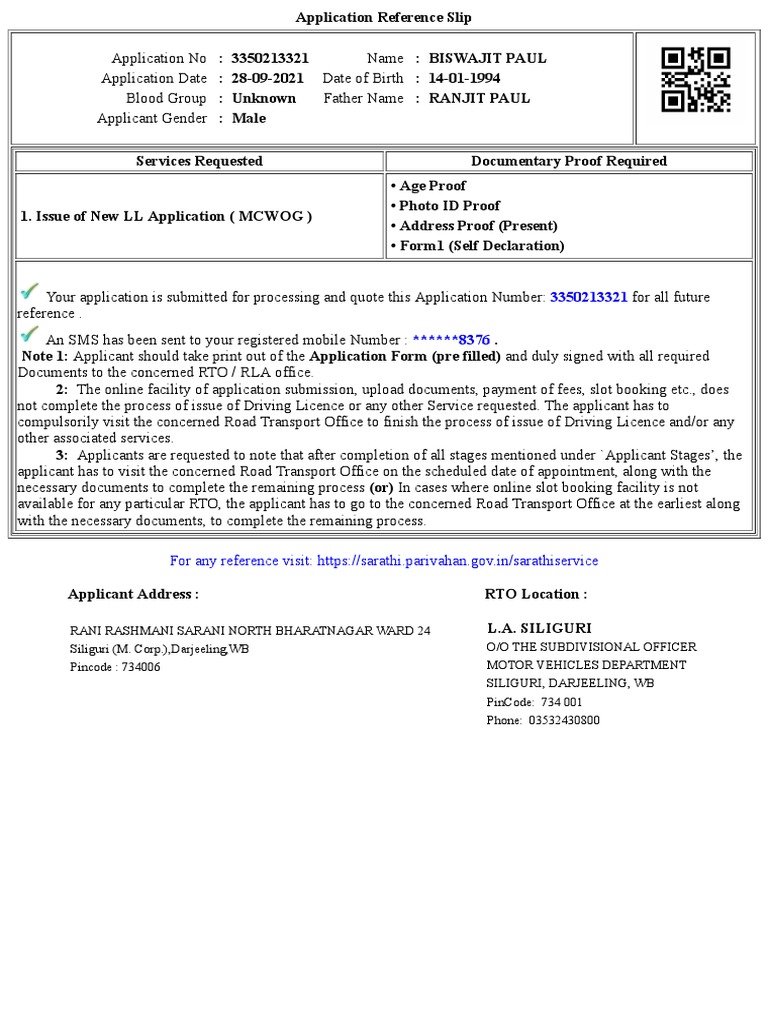 For Any Reference Visit: Https://sarathi - Parivahan.gov - In/sarathiservice | PDF | Transport