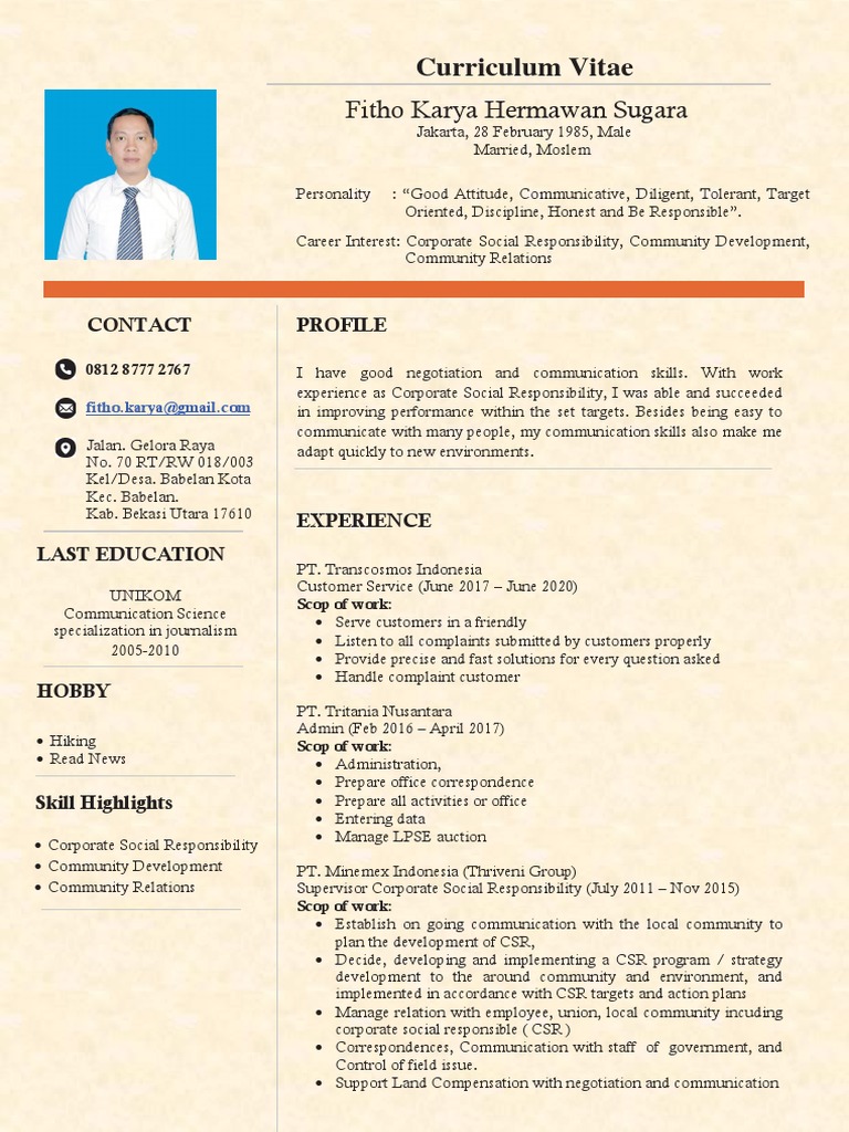 CV Fitho Karya Hermawan Sugara | PDF | Corporate Social Responsibility | Communication