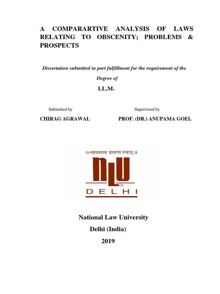 A Comparartive Analysis of Laws Relating To Obscenity Problems ...