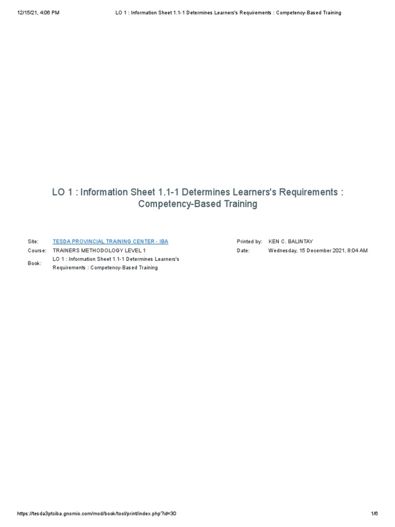 Competency-Based Training Guide | PDF | Competence (Human Resources) | Educational Technology