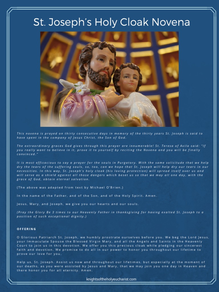 St. Joseph's Holy Cloak Novena: Offering | PDF | Mary, Mother Of Jesus | Saint Joseph