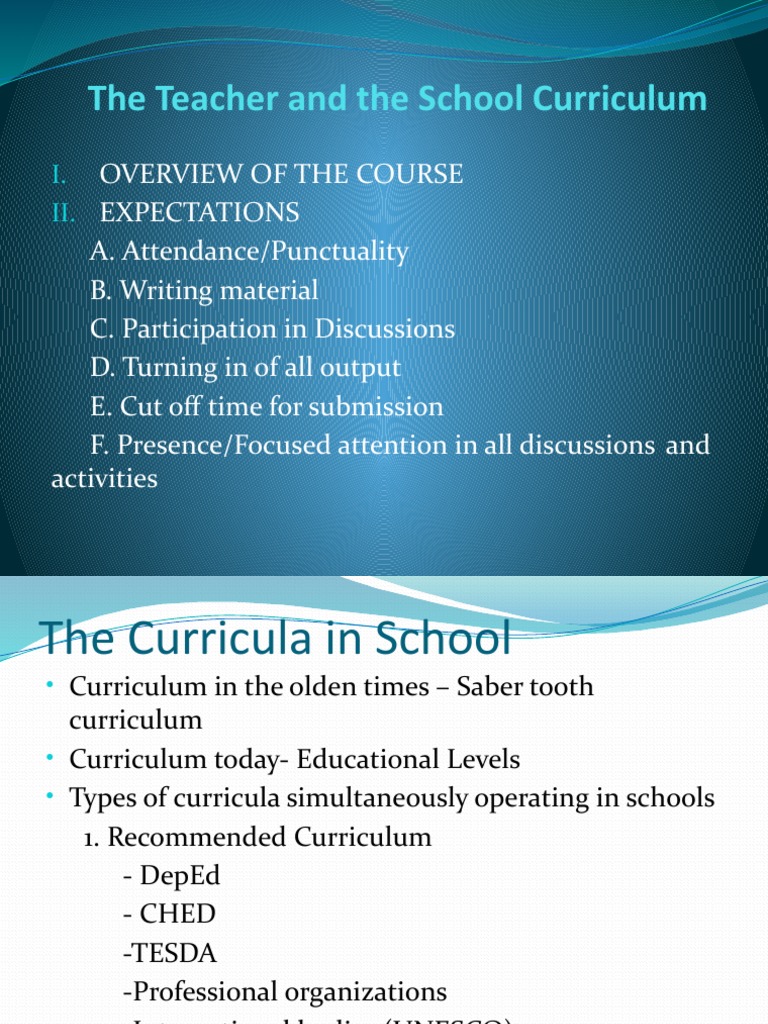The Teacher and The School Curriculum | PDF | Curriculum | Educational ...