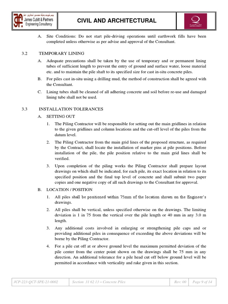 Spec - Pile | PDF | Deep Foundation | Engineering Tolerance