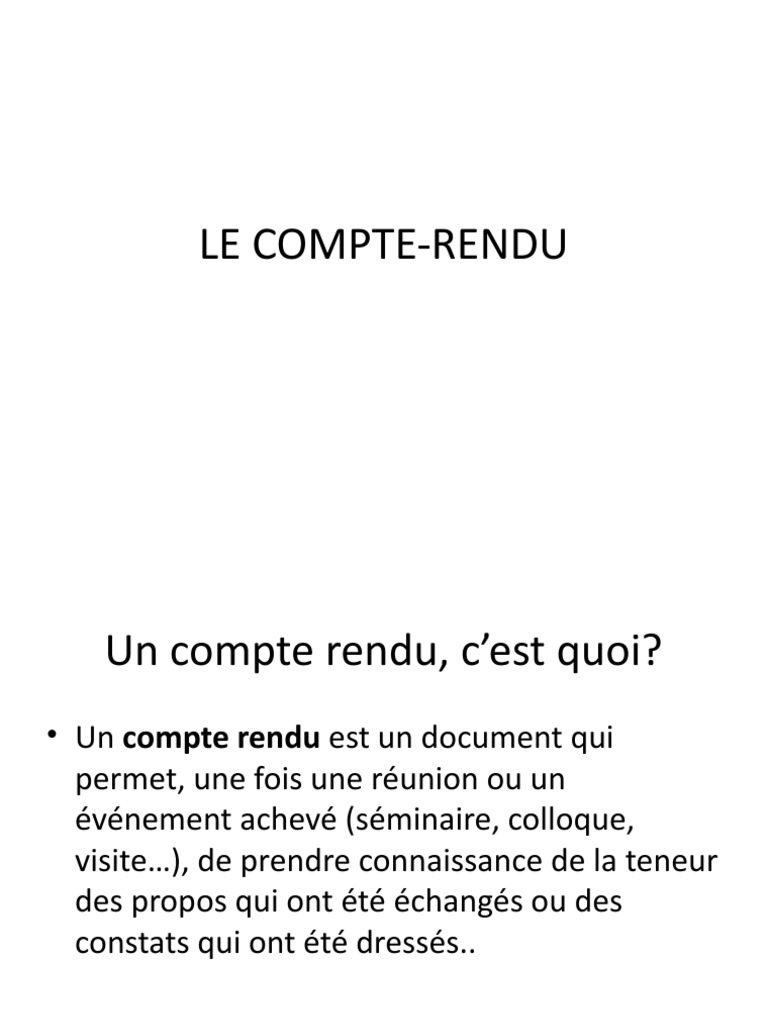 Le Compte-Rendu | PDF