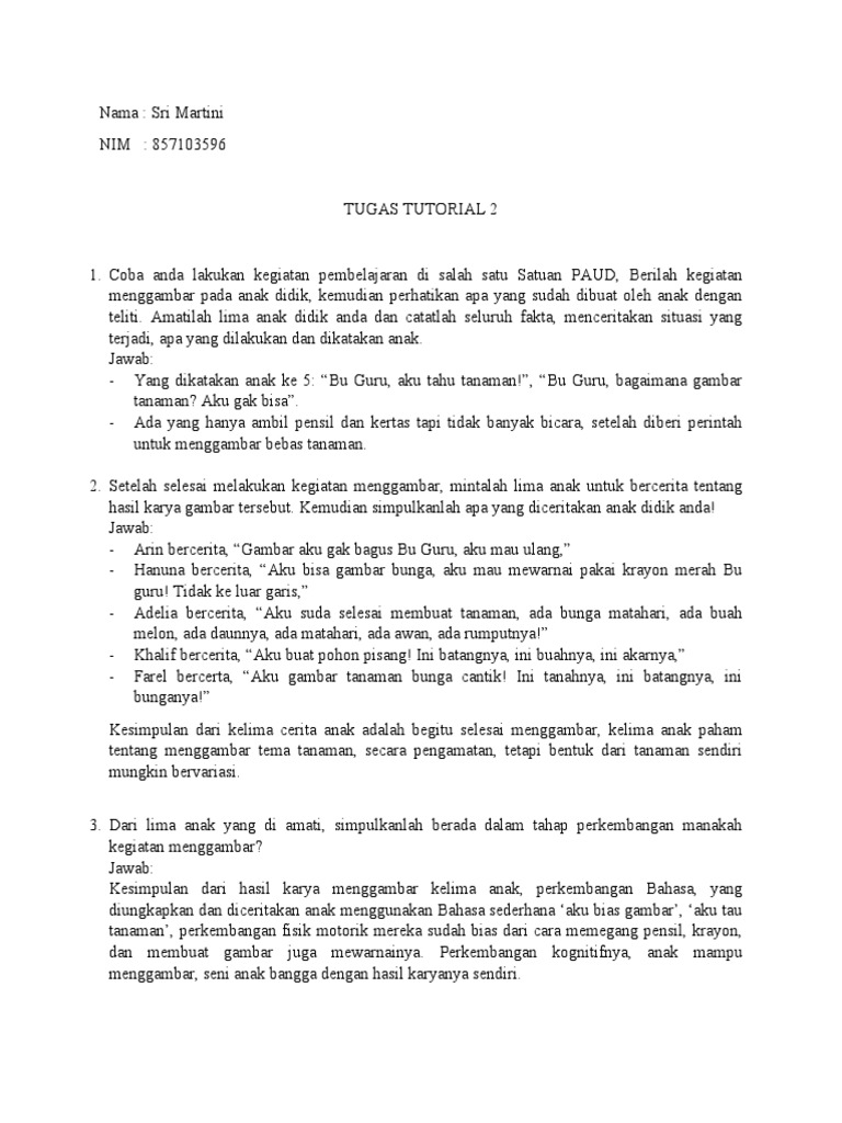 Sri Martini - 857103596 - MPF 2 | PDF | Seni & Disiplin Bahasa | Seni