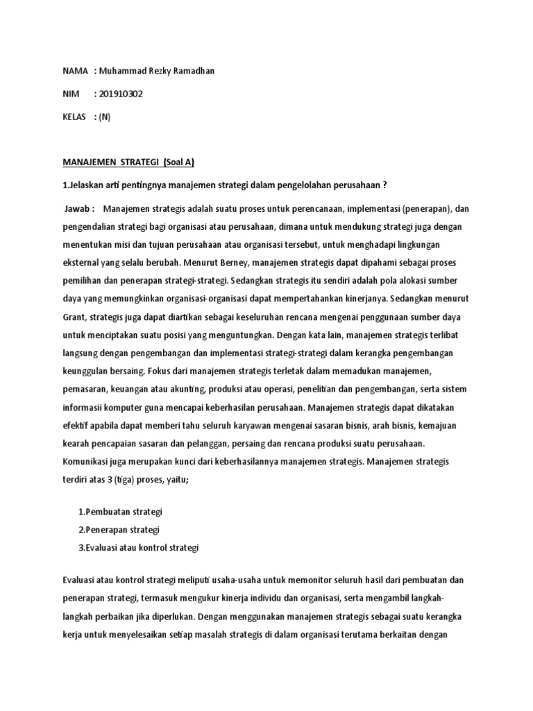 Muhammad Rezky Ramadhan (201910302) - M.strategi 7 Nomor | PDF