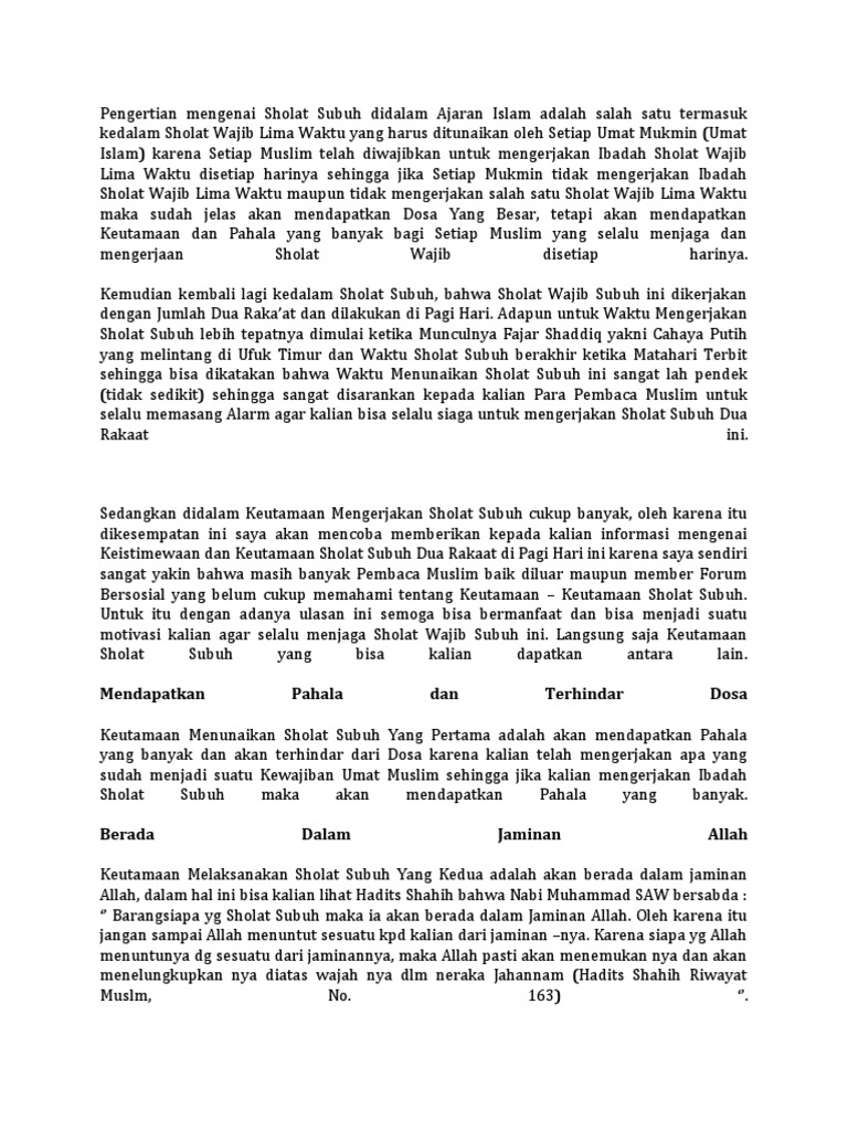 kEUTAMAAN sUBUH | PDF