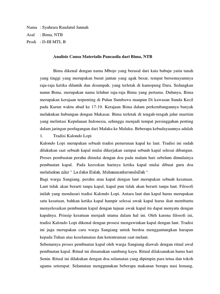 Tradisi Bima: Kalondo Lopi dan Rimpu | PDF | Perjalanan | Kajian Bahasa ...